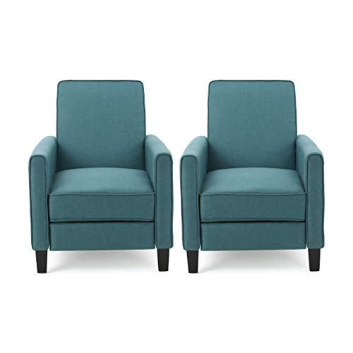Christopher Knight Home Emmie Fabric Recliner (Set of 2), Dark Teal, Dark Brown