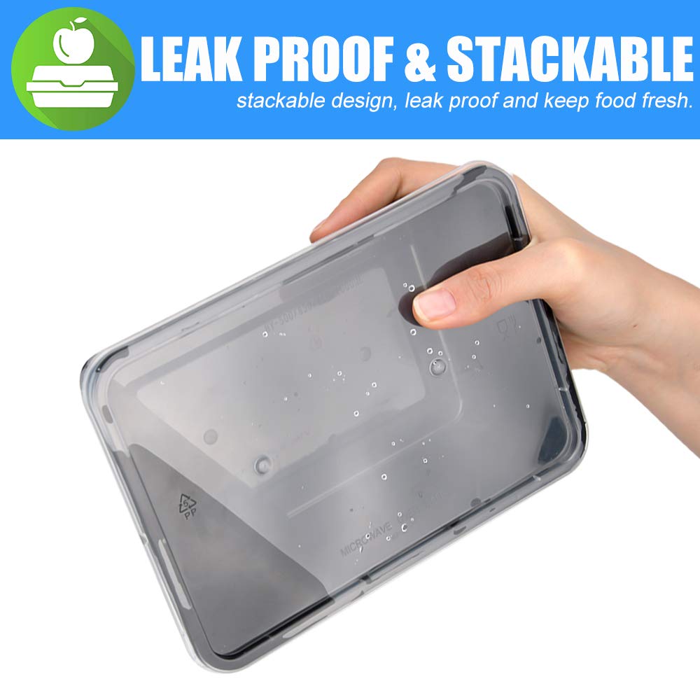Oranlife Food Containers, 50 Pack Disposable Meal Storage Lunch Containers Plastic Insulated Reusable&Microwavable Bento Boxes with Lids for Dishwasher/Freezer Safe BPA FREE (750 ML/ 26 OZ)