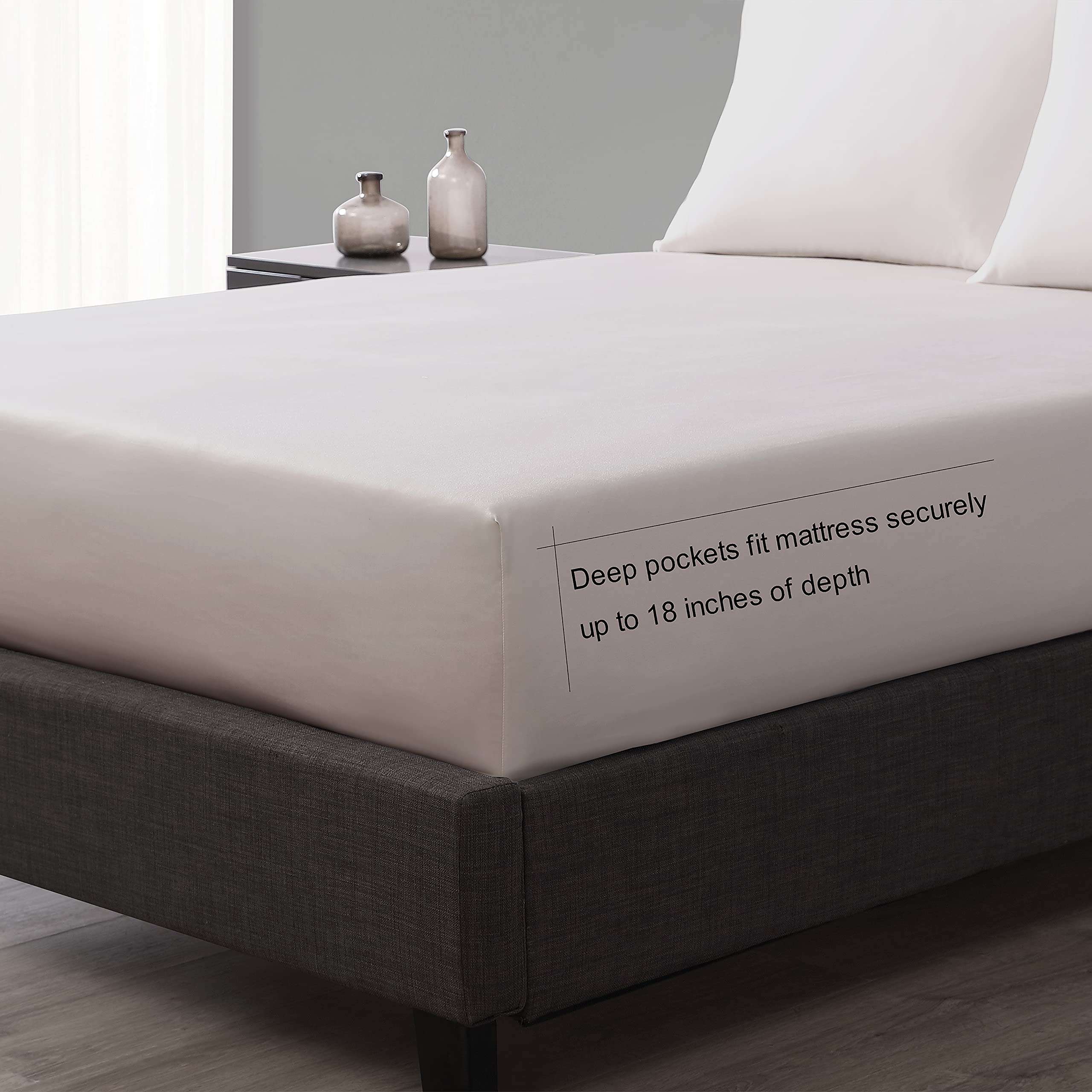 Vera Wang - Queen Sheet Set, Luxury Sateen Cotton Bedding, 800 Thread Count, Soft & Smooth Home Decor (Rose Quartz, Queen)