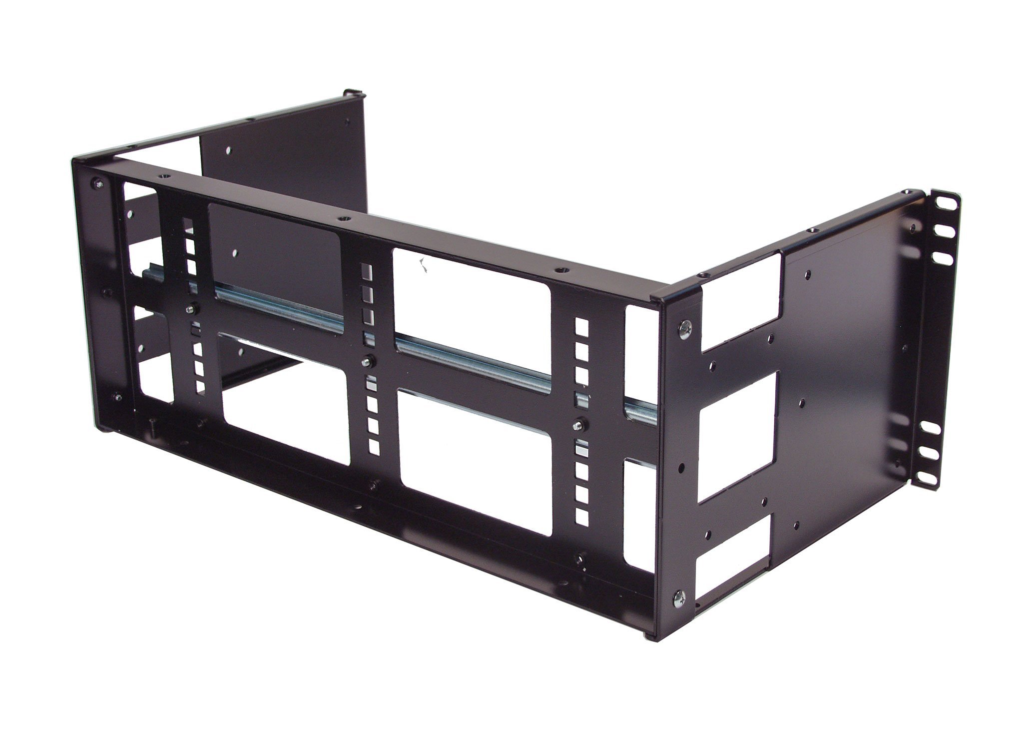 RCB1112BK15 Heavy Duty 4U Rackmount Adjustable Depth Industrial Din Rail Panel Designed for 2 Post or 4 Post EIA310 19 inch Server Rack