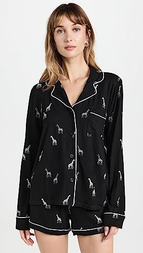 PJ Salvage Women's Loungewear Giraffe Manor Pajama Pj Set, Black, M