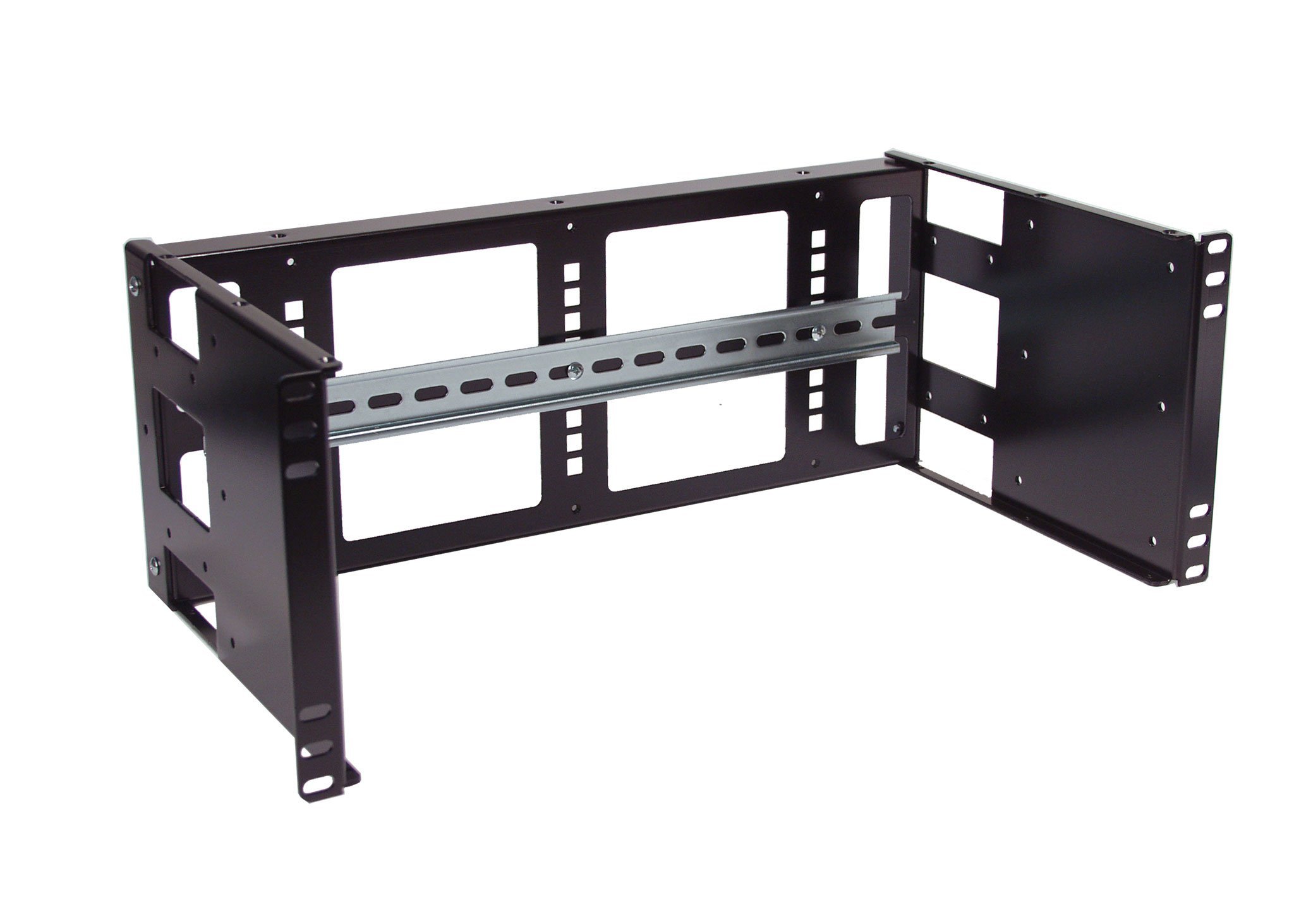 RCB1112BK15 Heavy Duty 4U Rackmount Adjustable Depth Industrial Din Rail Panel Designed for 2 Post or 4 Post EIA310 19 inch Server Rack