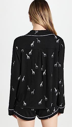 PJ Salvage Women's Loungewear Giraffe Manor Pajama Pj Set, Black, M