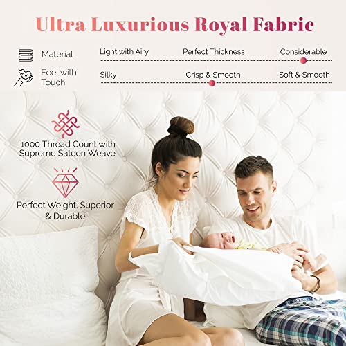 Ashton Sheets 100% Egyptian Cotton Sheets Queen Size - 1000 Thread Count 4 PC Queen Sheet Set Egyptian Cotton, Sateen Luxury Sheets Queen Size, High Thread Count Sheets, 16" Deep Pocket - Harvest Gold
