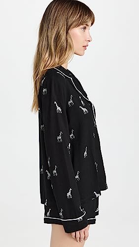 PJ Salvage Women's Loungewear Giraffe Manor Pajama Pj Set, Black, M