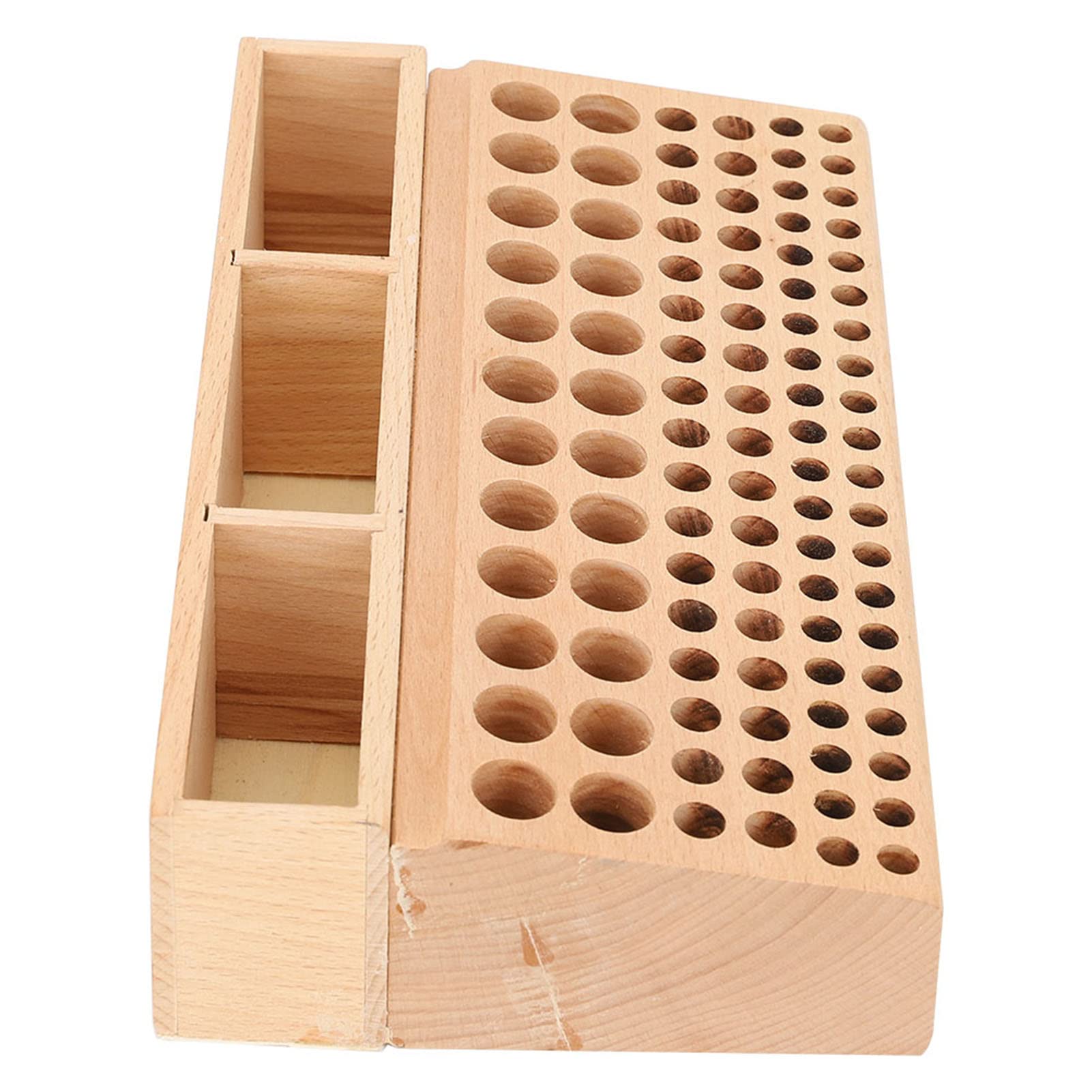 100 Holes Wooden Storage Rack Leather Craft Punching Tool Holder Stand Organizer for Paint Brush Punching Tools Storage(100 Holes)