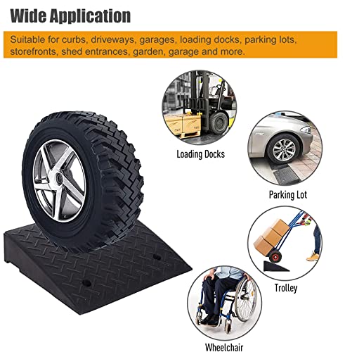 Threshold Ramp, Rubber Ramps for Wheelchairs/Driveway/Scooters, 4/5/6inch Rise Heavy Duty Curb Ramp Threshold Ramps for Garage Garden Parking Lots (Size : 14cm/5.5in)