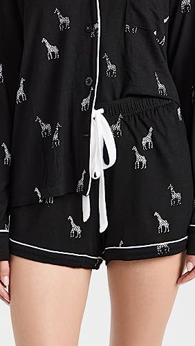 PJ Salvage Women's Loungewear Giraffe Manor Pajama Pj Set, Black, M