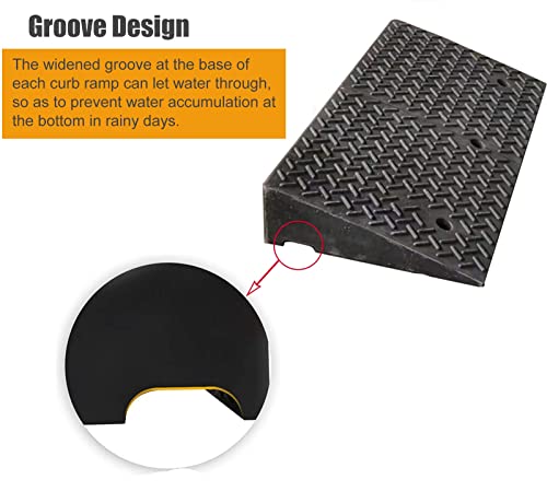 Threshold Ramp, Rubber Ramps for Wheelchairs/Driveway/Scooters, 4/5/6inch Rise Heavy Duty Curb Ramp Threshold Ramps for Garage Garden Parking Lots (Size : 14cm/5.5in)