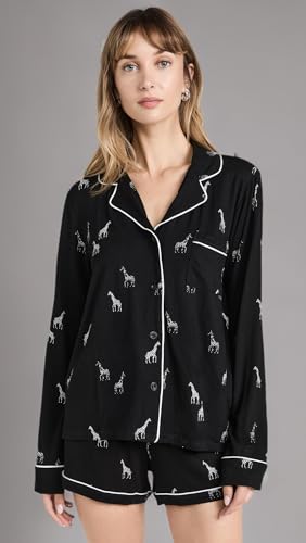 PJ Salvage Women's Loungewear Giraffe Manor Pajama Pj Set, Black, M