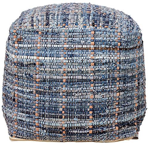 Christopher Knight Home Harris Fabric Pouf, Denim