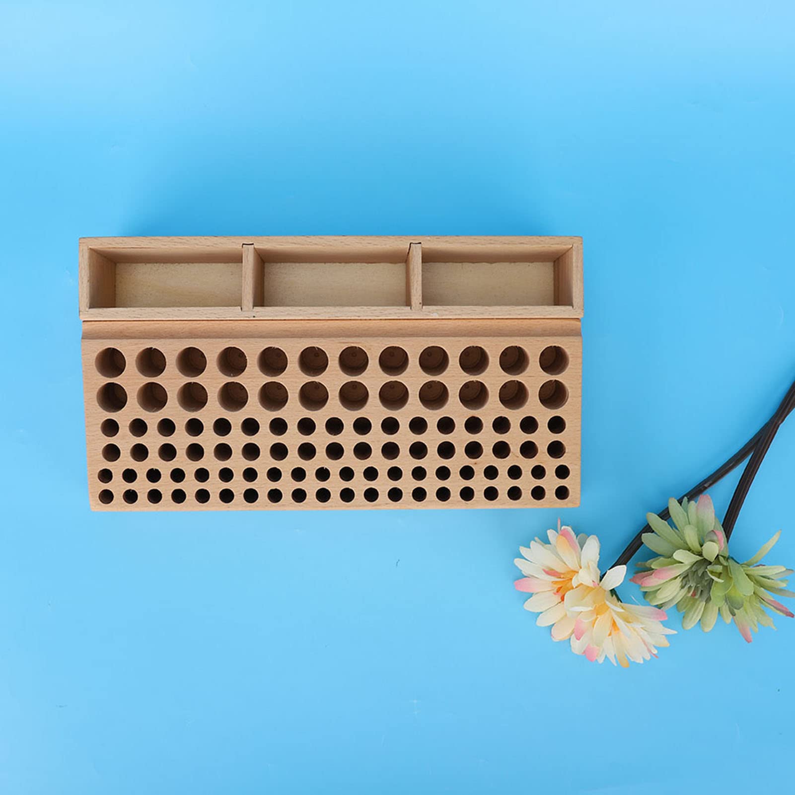 100 Holes Wooden Storage Rack Leather Craft Punching Tool Holder Stand Organizer for Paint Brush Punching Tools Storage(100 Holes)