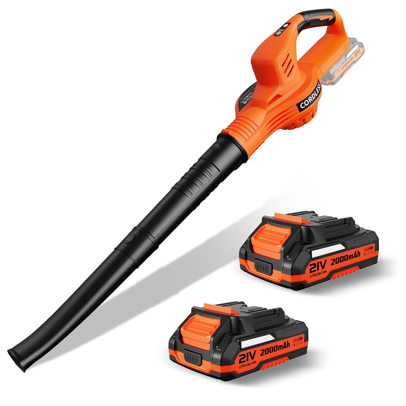 Leaf Blower Cordless with 2 Batteries and Charger, 150MPH Handheld Electric Speed Mode, 2.0Ah Battery Powered Blowers for Lawn Care, Patio, Blowing Leaves, Snow