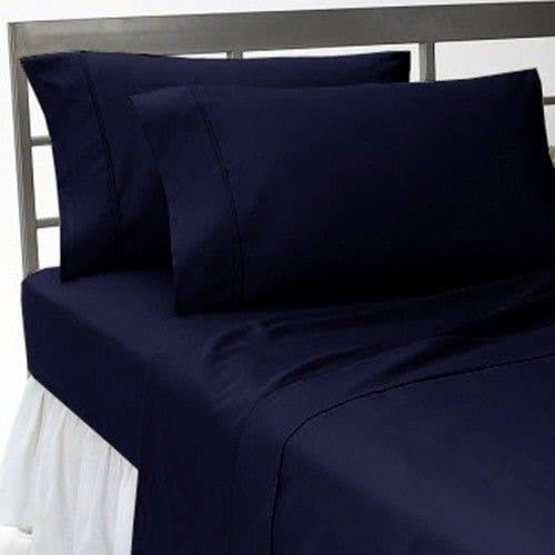 TASHMIA Sheet Set Twin XL Size 39"x 80" x 12" Deep Pocket 100% Egyptian Cotton 600 Thread Count Soft & Silky Sateen Weave Sheets Nevy Blue Solid