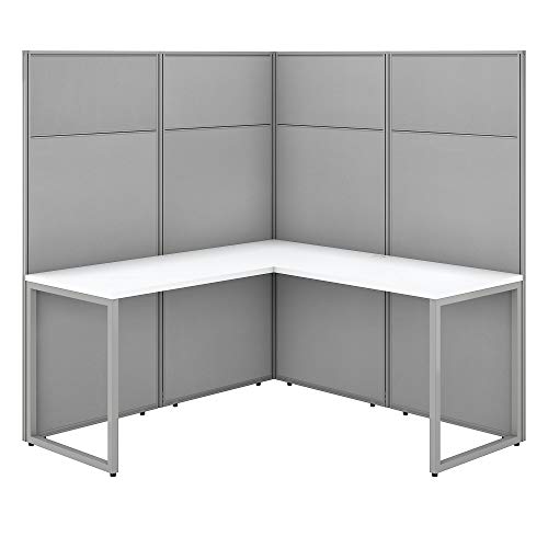 Bush Business Furniture Easy Office L Shaped Cubicle Desk Workstation, 60W x 66H, Pure White