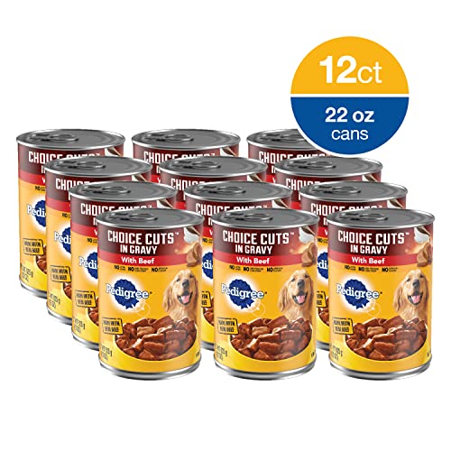 PEDIGREE CHOICE CUTS IN GRAVY Adult Canned Soft Wet Dog Food with Beef, 22 oz. Cans 12 Pack