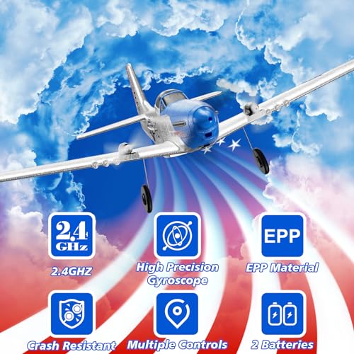 28℃ Remote Control Airplanes, 2.4Ghz 2CH RC Plane Toy Gift for Kids & Adults, Remote Control Plane for Beginners with Gyro Stabilization System (Blue)
