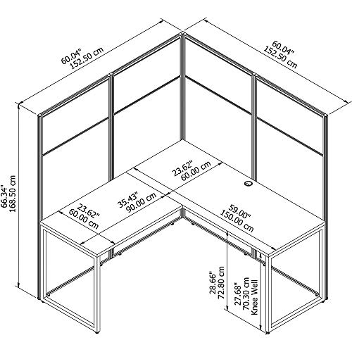 Bush Business Furniture Easy Office L Shaped Cubicle Desk Workstation, 60W x 66H, Pure White
