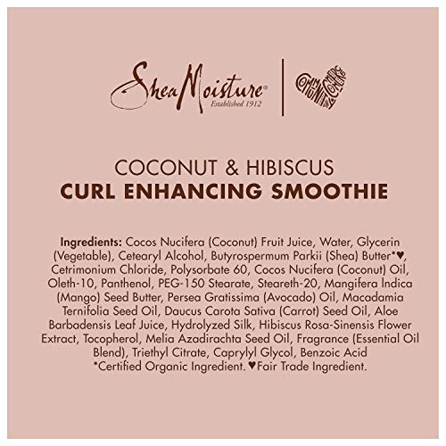 SheaMoisture Smoothie Curl Enhancing Cream for Thick, Curly Hair Coconut and Hibiscus Sulfate and Paraben Free 12 oz