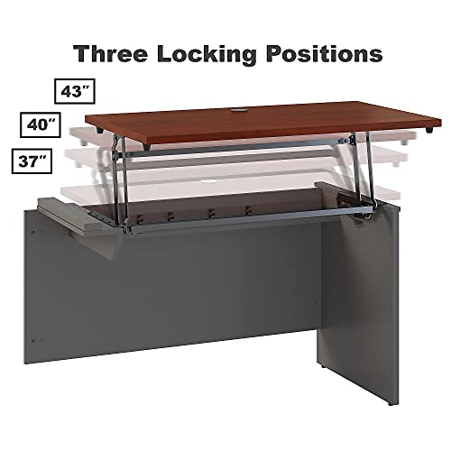 Bush Business Furniture Series C Left Hand 3 Position Sit to Stand L Shaped Desk with Mobile File Cabinet, 60W x 43D, Hansen cherry and Graphite Gray