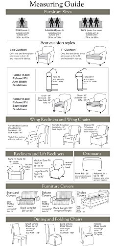 Surefit Stretch Jacquard Damask Box Cushion Chair Two Piece Slipcover, Form Fit, Polyester/Spandex, Machine Washable, Oyster