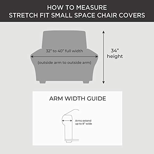 Surefit Stretch Jacquard Damask Box Cushion Chair Two Piece Slipcover, Form Fit, Polyester/Spandex, Machine Washable, Oyster