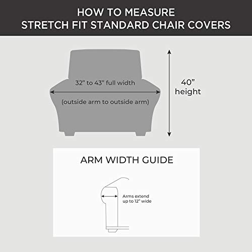 Surefit Stretch Jacquard Damask Box Cushion Chair Two Piece Slipcover, Form Fit, Polyester/Spandex, Machine Washable, Oyster