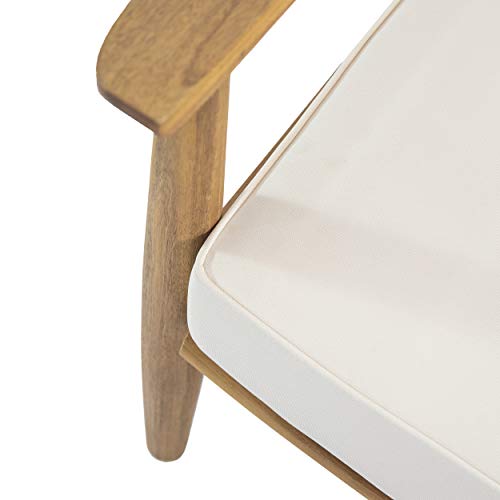Christopher Knight Home Felix Outdoor Acacia Wood 4 Seater Chat Set with Coffee Table, Teak Finish, Beige