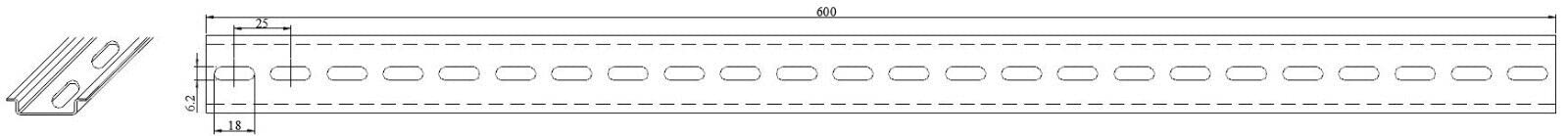 Electrical Supply Parts Rail Slotted Steel Pre-Cut 35mm x 7.5mm 600 mm (24 Inch) Long Steel Rail Terminal Block