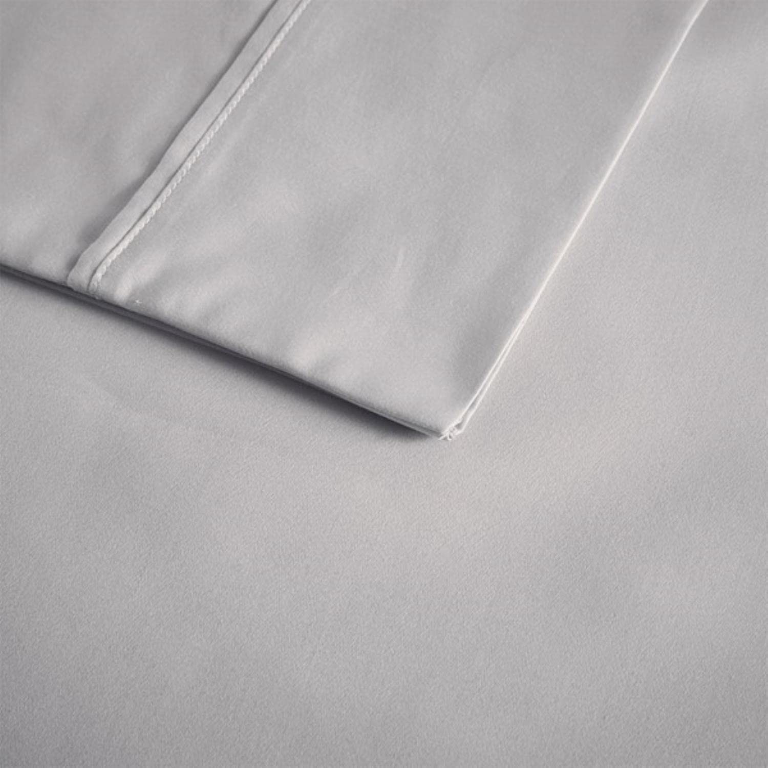 Beautyrest BR 600 TC Cooling Cotton Blend Solid Bed Sheet Set with 16 Inch Deep Pocket, All Season, Soft Bedding-Set, Matching Pillow Case, Full, Grey, 4 Piece (BR20-0994)