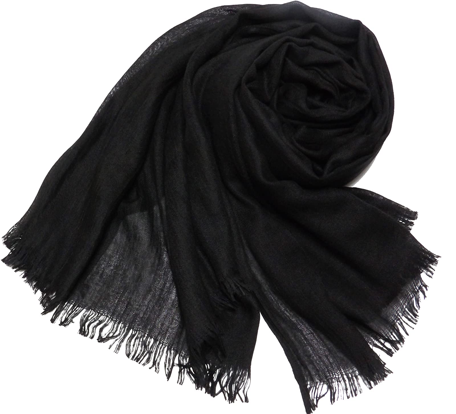 Gragengs Women Summer Scarfs Cotton Lightweight Large Long Gauze Shawl Beach Wrap Plain 75”×43” (Black)