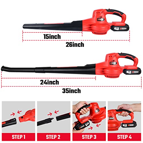Leaf Blower, VOLTKORE 20V Cordless Leaf Blower, Electric Battery Powered Leaf Blower for Blowing Leaves, Dust in Lawn, Patio, Jobsite...(Quick Charger & 2 Battery Included)