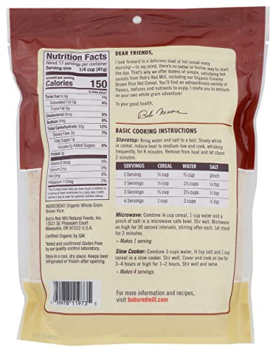 Bob's Red Mill Organic Brown Rice Farina Creamy Rice Hot Cereal, 24 Oz