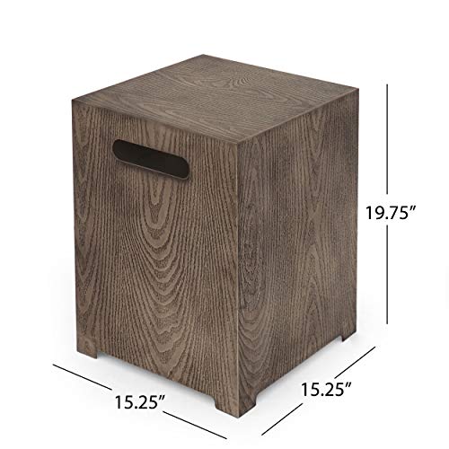 Christopher Knight Home Abbott Outdoor Rectangular Fire Pit with Tank Holder, Brown Wood Pattern