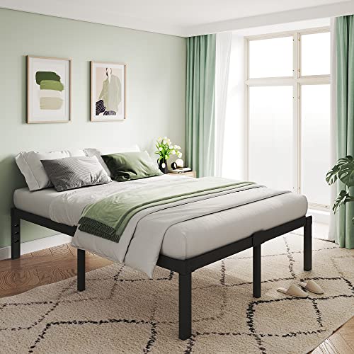California King Bed Frames 18 in Heavy Duty Tall Metal Cal King Platform Mattress-Foundation Support up to 3000Lbs No Box Spring Needed Easy Assembly Under Bed Storage Noise Free.XTFei
