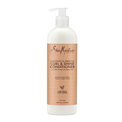 SheaMoisture Coconut and Hibiscus Conditioner for Dry Curly Hair Coconut and Hibiscus Sulfate Free Conditioner, 24 Fl Oz