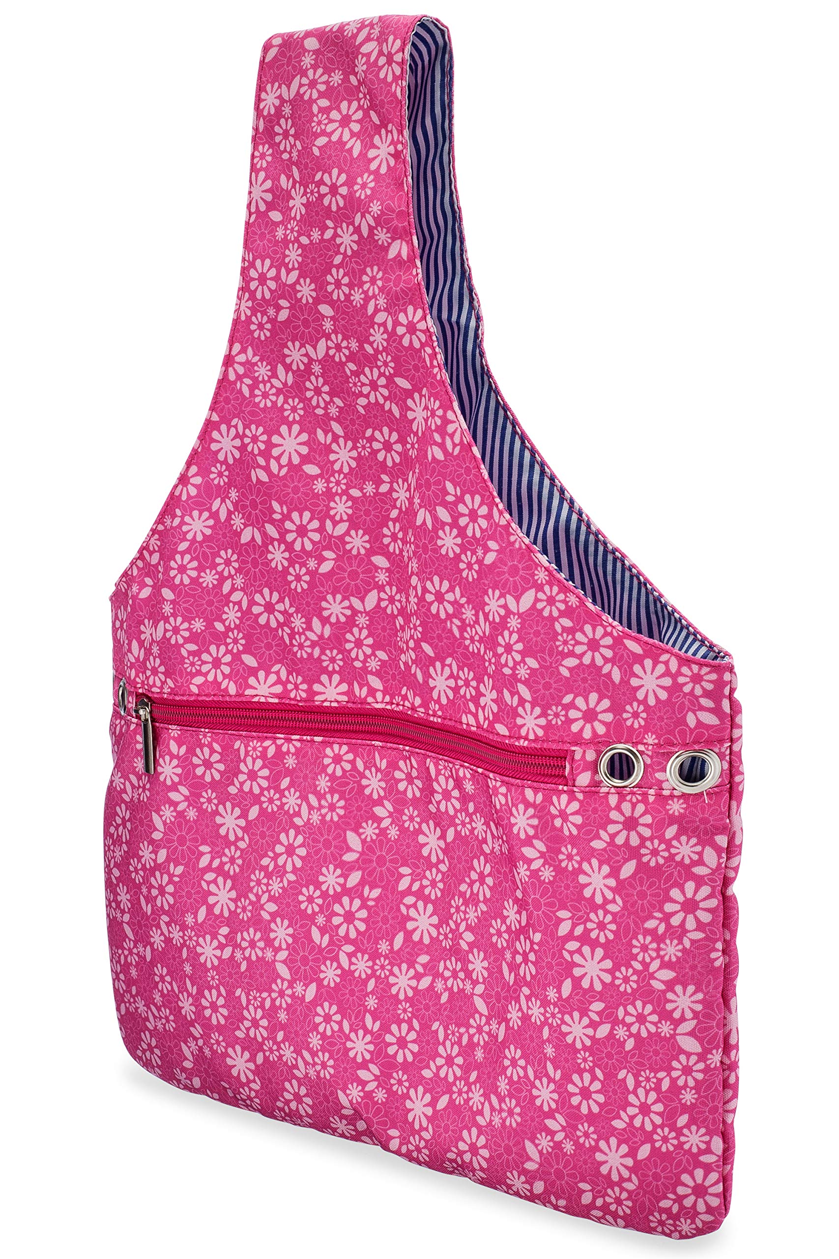 JamieCraft Yarn Bag – Portable, Light, and Easy to Carry Canvas Wrist Bag for Crochet and Knitting On The Go, Project Bag Holds Supplies and 14 Inch Needles or Hooks (Purple Dots)