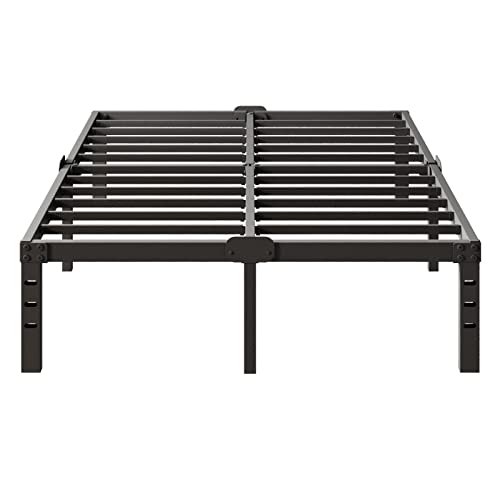 California King Bed Frames 18 in Heavy Duty Tall Metal Cal King Platform Mattress-Foundation Support up to 3000Lbs No Box Spring Needed Easy Assembly Under Bed Storage Noise Free.XTFei