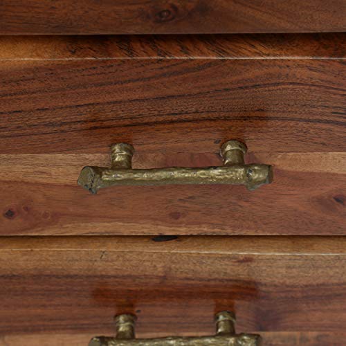 Christopher Knight Home Terrell Handcrafted Boho Acacia Wood 3 Drawer Nightstand, Dark Natural