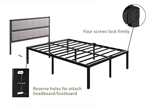 California King Bed Frames 18 in Heavy Duty Tall Metal Cal King Platform Mattress-Foundation Support up to 3000Lbs No Box Spring Needed Easy Assembly Under Bed Storage Noise Free.XTFei