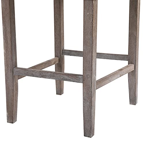HOMCOM 26.25" Counter Height Bar Stools Set of 2, Tufted Wingback Armless Upholstered Dining Chair with Rubber Wood Legs, Grey