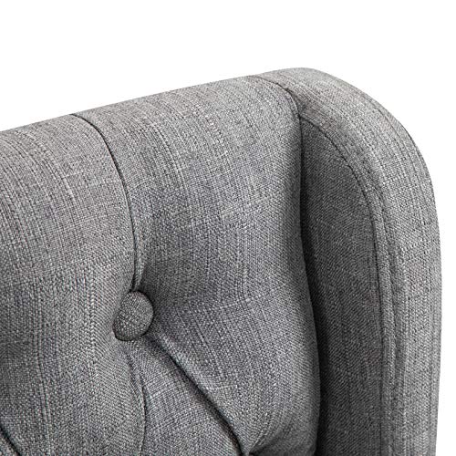 HOMCOM 26.25" Counter Height Bar Stools Set of 2, Tufted Wingback Armless Upholstered Dining Chair with Rubber Wood Legs, Grey