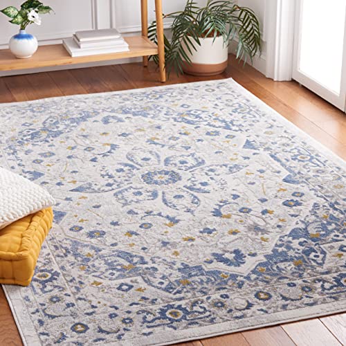 Safavieh Palma Collection 9' x 12' Beige/Light Blue PAM354A Oriental Floral Medallion Non-Shedding Area Rug