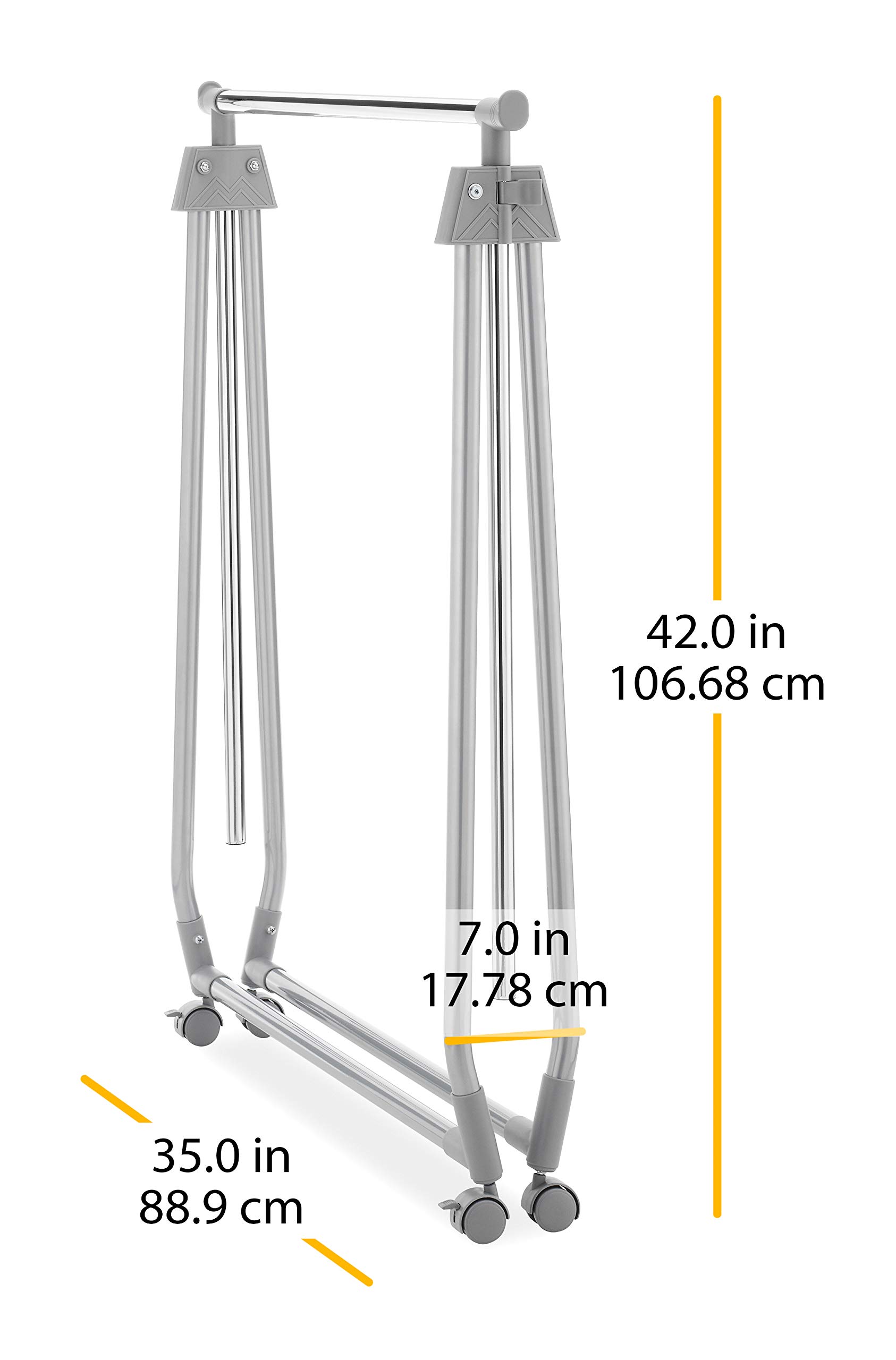 Whitmor Foldable Garment Rack - Rolling Clothes Hanger - Adjustable Height