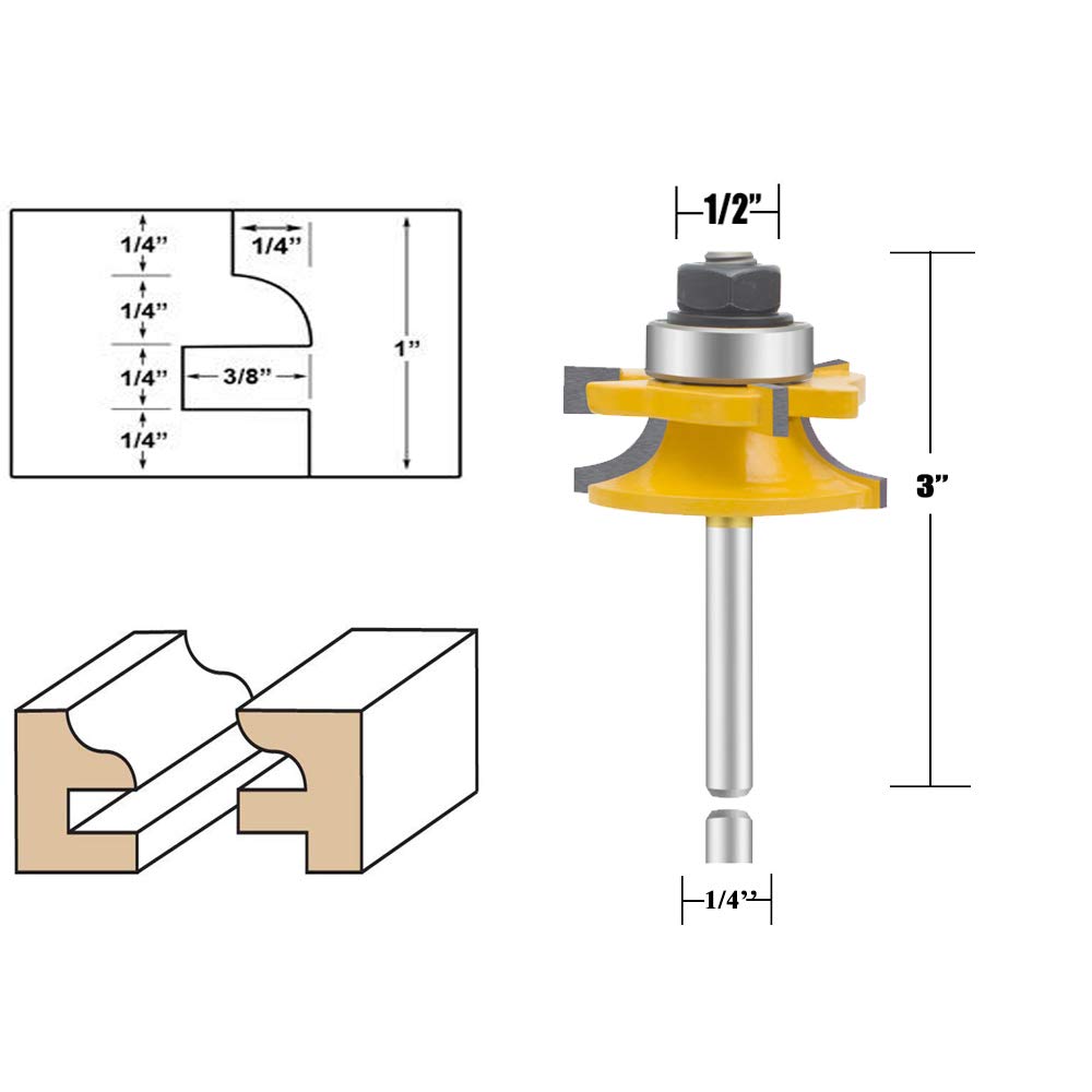 LEATBUY-TECH LEATBUY Router Bits 3 PCS Router Bit Set,1/4-Inch Shank Round Over Raised Panel Cabinet Door Ogee Rail and Stile,Woodworking Wood Cutter,Wood Milling Tool(1/4 Single)