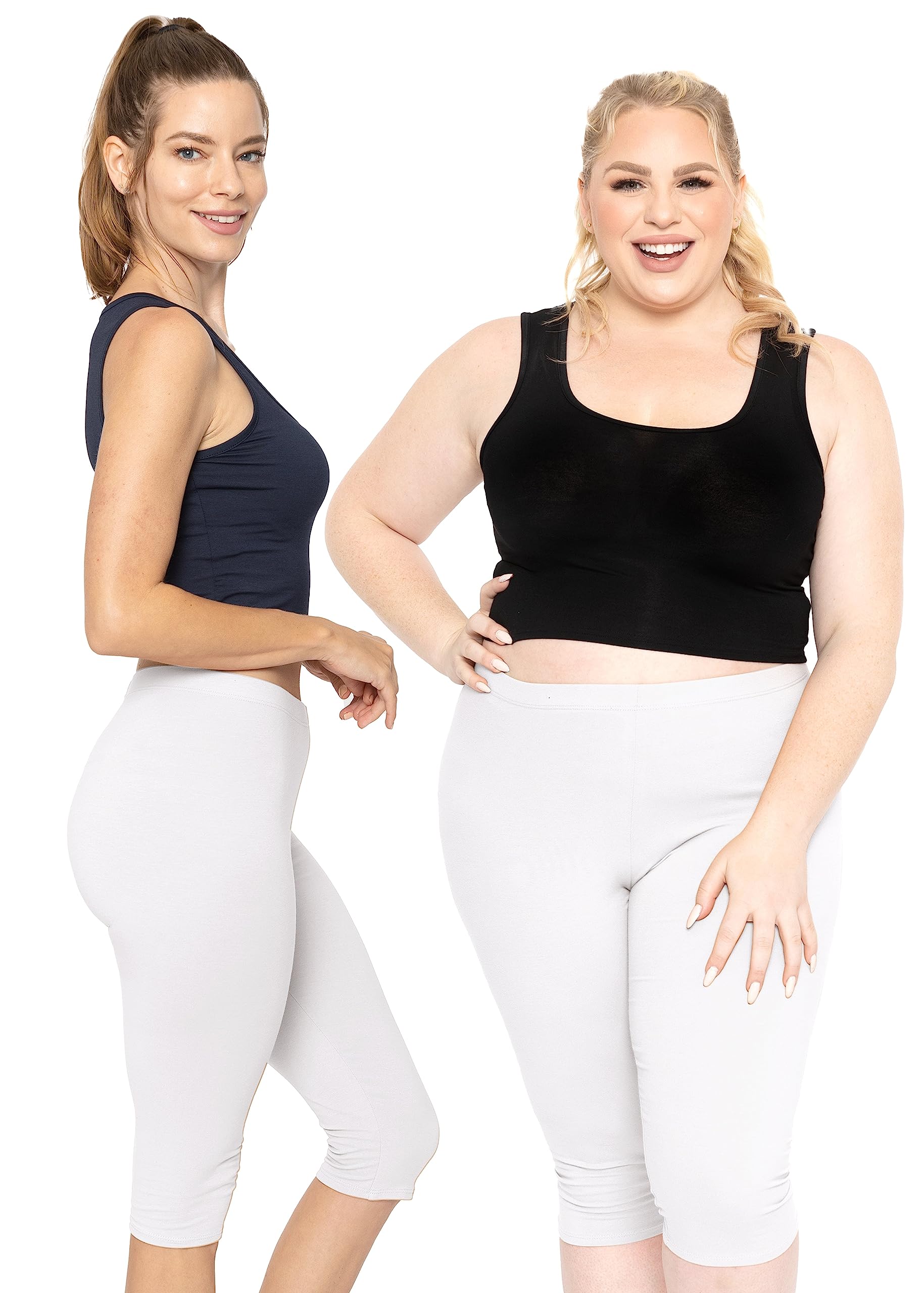 STRETCH IS COMFORT Women's Knee Length Leggings White X-Large