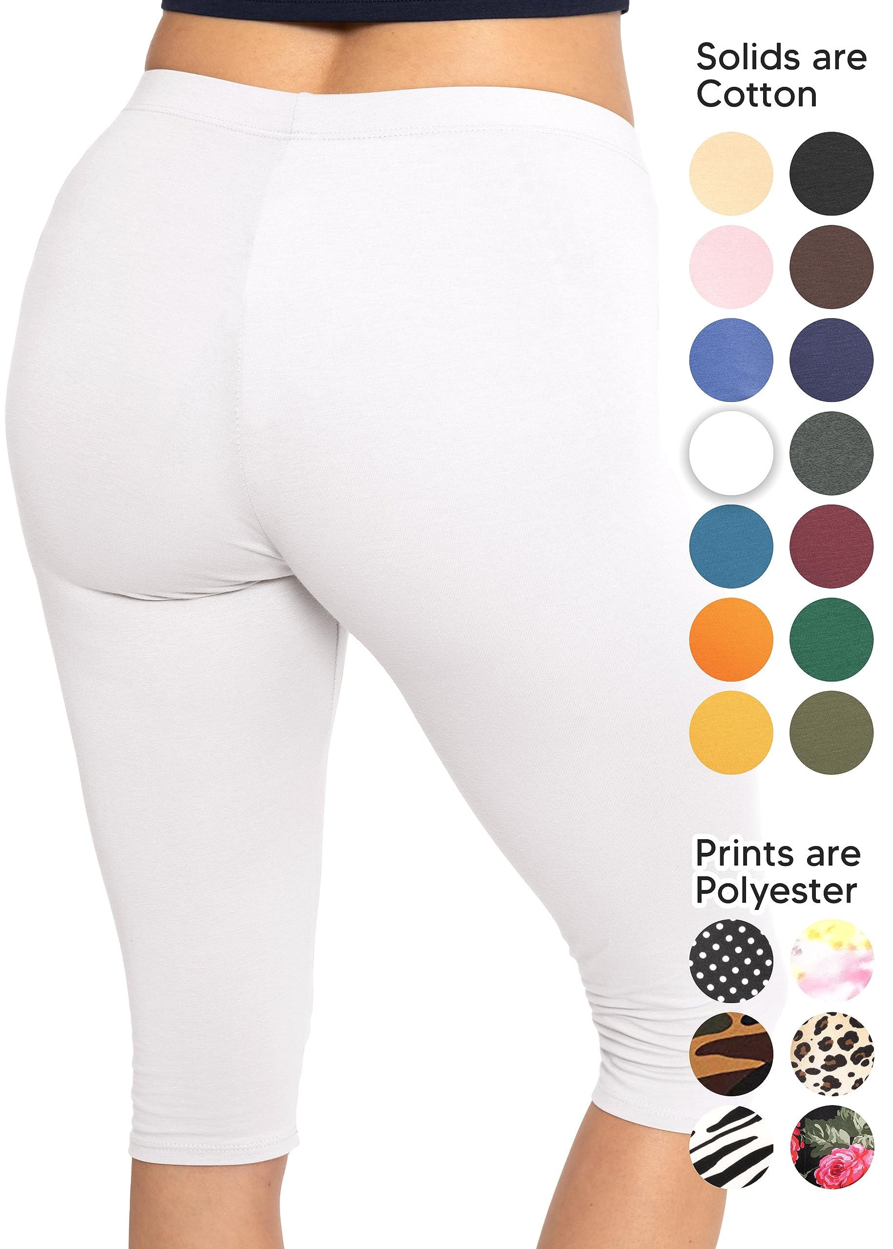 STRETCH IS COMFORT Women's Knee Length Leggings White X-Large