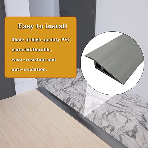 Vinyl-Floor-Transition-Threshold-Strip Self-Adhesive, Threshold 1/2''~3/5'', Door/Carpet-to-Tile-Transition-Strip Reducer, Doorway Edge Trim for Laminate Floor Mat Vinyl Tile, 3.28 Ft (Gray)