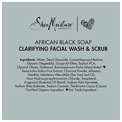 Sheamoisture Facial Wash and Scrub for Blemish Prone Skin African Black Soap to Clarify Skin 4 oz