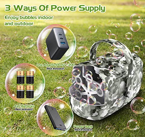 Bubble Machine Durable Automatic Bubble Blower, 18000+ Big Bubbles Per Minute Bubbles for Kids Bubble Maker Operated by Plugin or Batteries Bubble Toys for Indoor Outdoor Birthday Party